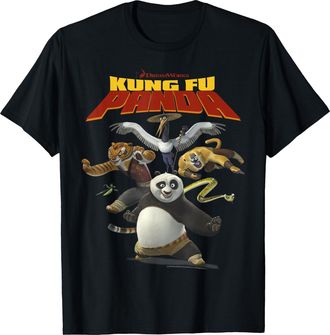 Kung Fu Panda Group Shot Action Portrait Movie Logo T-Shirt