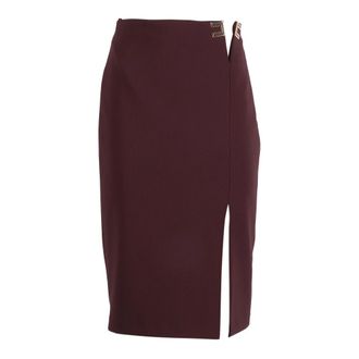 Elisabetta Franchi Femme, Jupes, Brun, Taille: 42 FR Logo-detail side-slit midi skirt