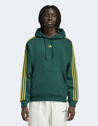 adidas Originals Sweat &agrave; capuche avec logo bandes &agrave; liser&eacute; - Vert universitaire