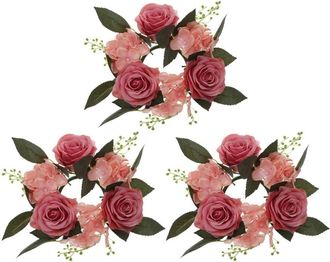 BESPORTBLE 3st Künstliche Leuchtergirlande Blumenkerzenringe Blumenkerzenringhalter Tischkranz Kranzkerzenring Kerzenhalter Aus Grünem Blatt Kerzenkranz Ring Säu