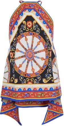 Dolce & Gabbana Womens Sleeveless Silk Top Multicolour Tops