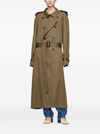 Maison Margiela Cotton Double-Breasted Trench Coat - Olive Green
