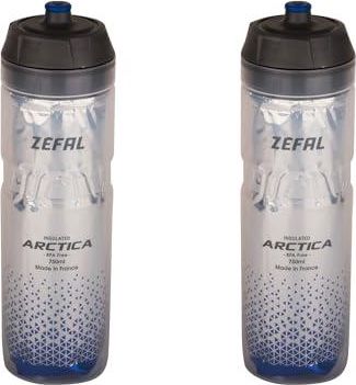 Z&eacute;fal Pack Arctica 75 Fahrrad Trinkflasche isoliert, 750ml, geruchsneutrale, wasserdichte Thermo Sportflasche, BPA-frei, Silber/Blau, 2 St&uuml;ck
