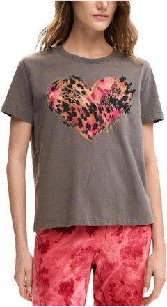 Desigual Femme, Tops, Gris, Taille: 42 FR T-Shirt Imprim&eacute;