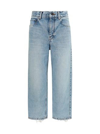 Balenciaga Womens Capri Pants Jackie Bleach Light Blue Cotton Jean