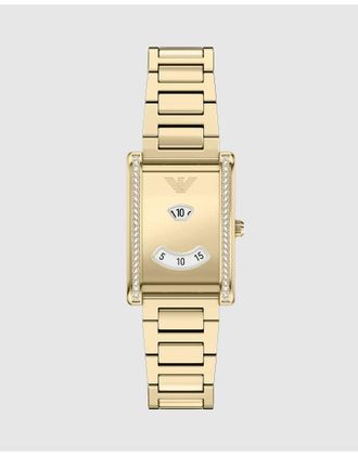 Emporio Armani montre en acier inoxydable dor&eacute; &agrave; deux aiguilles