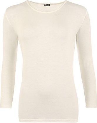 WearAll T-shirt à manches longues pour femme - Grandes tailles, crème, 44-46