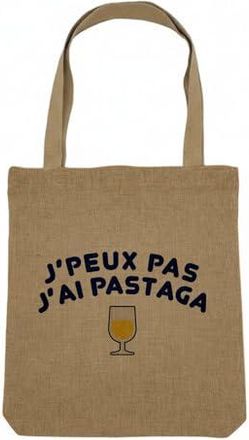 Fabulous Sac Shopping Tote Bag Aspect Lin - JPeux Pas Jai Pastaga Pastis Marseille Ap&eacute;ro - Sac de Courses Toile Epaisse 360g Beige Naturel Cabas Port&eacute; Epaule S