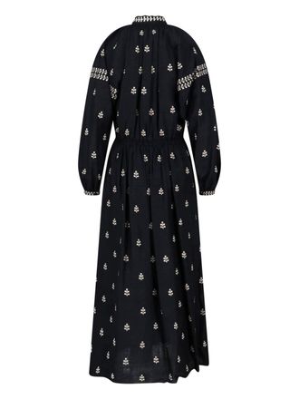 Isabel Marant Womens Cruise Dress Black Silk Embroidery Thread