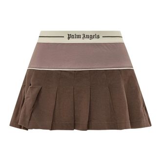 Palm Angels Femme, Jupes, Brun, Taille: 40 FR Jupe pliss&eacute;e classique &agrave; logo