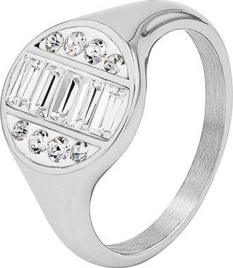 Tom Tailor Tom Tailor Ring f&uuml;r Damen, Edelstahl, mit Preciosa, 11 mm, silber, Geschenkidee, kommt in Schmuck Geschenk Box, 2100681