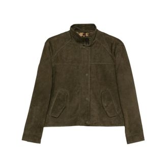 Jcsophie Veste en daim &agrave; col montant Praia - Femme - Vestes - Vert - Taille: 34 FR