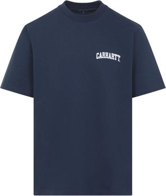Carhartt Work in Progress Homme, Tops, Bleu, Taille: M T-Shirt Manches Courtes University Script