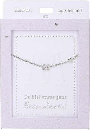 Depesche 13895.18 Halskette mit Buchstabe M und Herz, versilbert, variabel in der L&auml;nge tragbar (42 cm + 5 cm), als Geschenk oder kleine Aufmerksamkeit