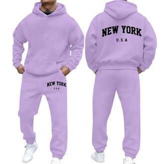 Generic Tenue dautomne 2 pi&egrave;ces pour homme avec capuche graphique - Ensemble de surv&ecirc;tement &agrave; capuche et pantalon de surv&ecirc;tement pour homme - V&ecirc;tements de d&eacute;t