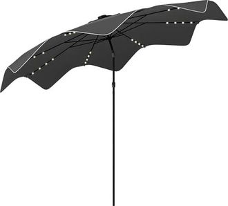 OUTSUNNY Parasol de jardin manuel avec 32 lumières LED solaires, 8 baleines, angle réglable, imperméable et grilles de ventilation pour patio, balcon Ø292 x 24
