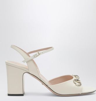Gucci White leather sandal with Horsebit