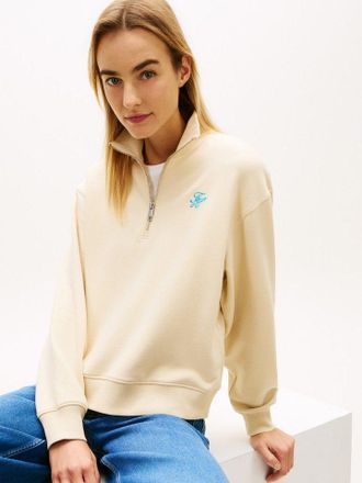 Tommy Hilfiger Sweatshirt TH SCRIPT REG HALF-ZIP mit Logo-Stickerei, Stehkragen, Regular Fit