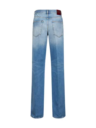 Gucci Womens Light Blue Flared Cotton Denim Jeans