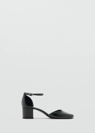 Mango Chaussures &agrave; talon en cuir vernis noir - Femme - 36 - MANGO