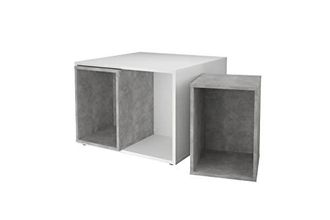 FMD M&ouml;bel Joker 2 Table Basse rectangulaire en Bois Blanc/b&eacute;ton LA