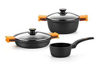 Bra Efficient | 5-teiliges antihaftbeschichtetes Kochgeschirr aus Aluminiumguss, geeignet f&uuml;r alle Herdarten und Induktionsherde