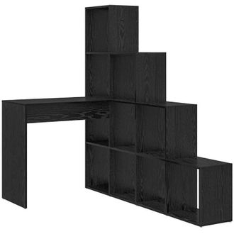 vidaXL Vidaxl - Bureau dangle avec étagère Chêne noir 101.5 x 149.5 x 149.5 cm