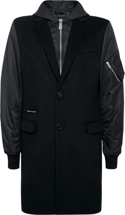 Philipp Plein Homme, Manteaux, Noir, Taille: S Longue Veste &agrave; Capuche
