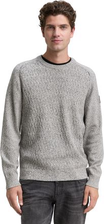Tom Tailor Herren 1048031 Strickpullover aus Baumwolle, 38684-Beige Offwhite Multicolor, L