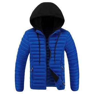 Generic Manteau dhiver homme zipp&eacute;, doudoune matelass&eacute;e et isol&eacute;e, v&ecirc;tement dext&eacute;rieur chaud, bleu royal, taille 3XL