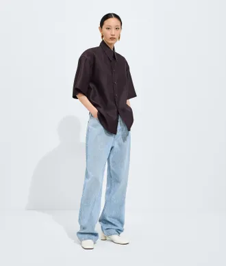 Bottega Veneta Jean ample d&eacute;color&eacute; - Bleu - Femme - 36