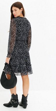 Bonprix Minikleid (1-tlg) eleganter Stil, aus Mesh-Material mit floralem Druck, mit langem Arm