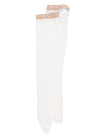 Valentino Garavani chaussettes en dentelle Chantilly - Blanc
