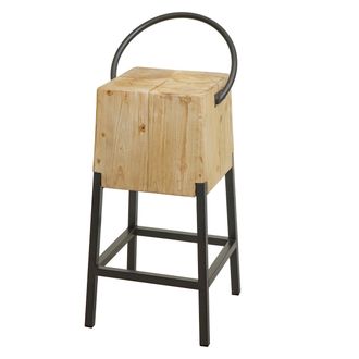 Mendler Barhocker HWC-L76, Barstuhl Tresenhocker, Industrial Metall Massiv-Holz MVG-Zertifiziert, Natur
