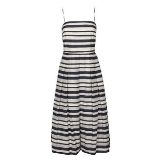 Ralph Lauren Gestreiftes &auml;rmelloses A-Linien-Midikleid aus Satin - - Dresses - Damen - Mehrfarbig - S