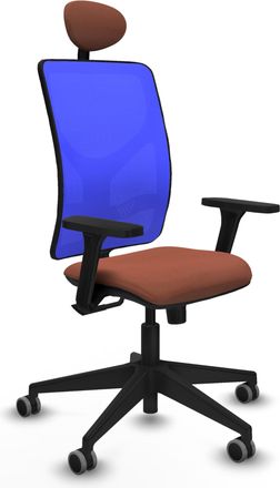 Piqueras y Crespo B&uuml;rostuhl mit 3D-Armlehnen, h&ouml;henverstellbarer Lendenwirbelst&uuml;tze und festem Kopfteil, ausgestattet mit Sincro 3 Positionen und Schneideschaum, Blau/B