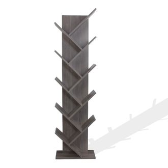 Mobili Rebecca Modernes Bücherregal, Schmales Regal, MDF, Weissgrau, Dokumentenbücher - Maße: 160 x 44,5 x 22 (HxLxB) - Art. RE6403