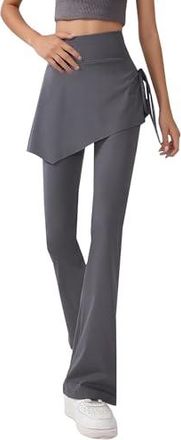 Generic Legging pour femme, col en V, pantalon &eacute;vas&eacute;, legging de yoga, leggings dentra&icirc;nement opaques pour femme, gris, XL