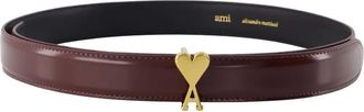 Ami Gürtel - Calfskin Leather Belt With Heart-Shaped Buckle - Gr. 85 - in Rot - für Damen