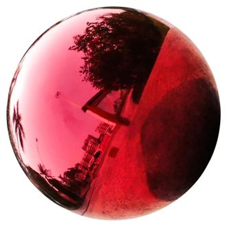 Yardwe Reflektierende Gartenkugel Edelstahl 20cm Nahtlos Polierte Spiegelkugel Farbiger Roter Ball Dekorative Metallkugel f&uuml;r Terrasse und Gartendekor