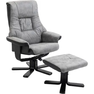 HOMCOM Relaxsessel mit Hocker, Drehbarer Fernsehsessel, TV Sessel mit Liegefunktion,Polstersessel f&uuml;r Wohnzimmer, Schlafzimmer, Mikrofaser Grau, 78 x