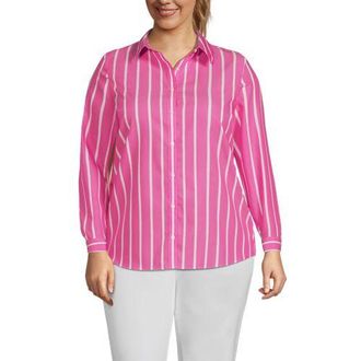 Lands End Bügelfreie Baumwoll-Bluse, Damen, Größe:48 plus, Pink, Baumwolle, by Lands End