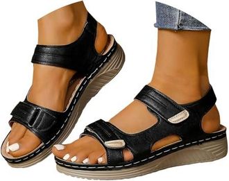Generic Sandales orthopédiques larges pour femme, chaussures dété antidérapantes pour lextérieur, chaussures de plage compensées à bout large et sangle de che
