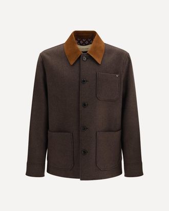 Valentino Wool Jacket with suede collar Male 50