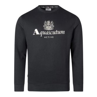 Aquascutum Homme, Sweatshirts et sweats &agrave; capuche, Noir, Taille: XL Sweat &agrave; col rond avec grand logo
