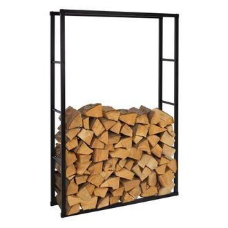 ML Design ML-Design Kaminholzregal 100x150x25cm rechteckig, Schwarz, Metall, Innen/Au&szlig;en, Brennholzregal Holzaufbewahrung aus beschichtetem Stahl, Kaminholzst&auml;n