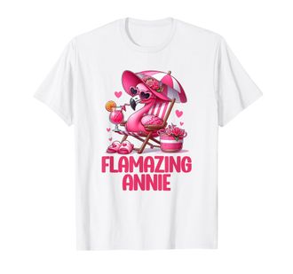 BDAZ Flamazing Annie Pink Flamingo Tropical Beach Trip Damen T-Shirt