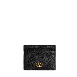 Valentino Garavani Schwarzes Pebble-Leder Portemonnaie mit VLogo - - Accessories - Damen - Schwarzk - ONE SIZE