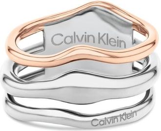 Calvin Klein Ring für Damen Kollektion CK Wavy aus Edelstahl Bicolor - 35000651D
