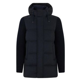 Herno Kapuzenjacke mit Strick&auml;rmeln - - Jackets - Herren - Blau - M